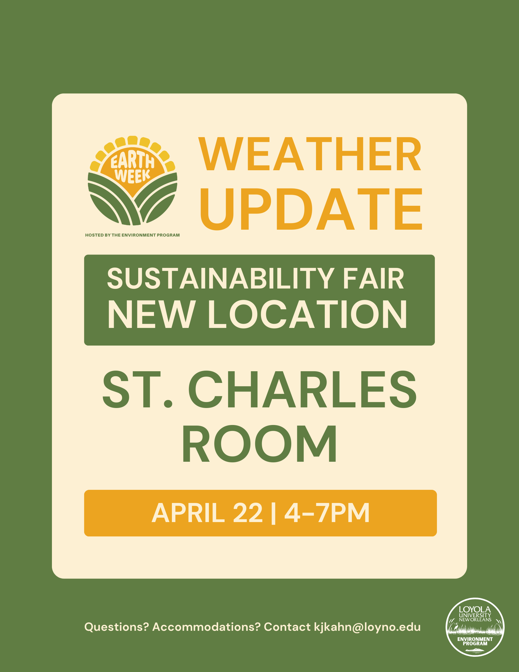 Earth Week Environmental Sustainability Fair | Loyola University New ...